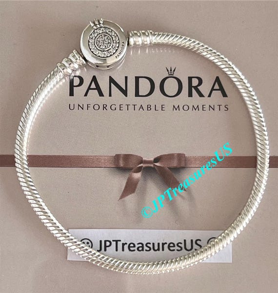 Authentic Pandora Sparkling Crown O Snake Chain Brace… - Gem