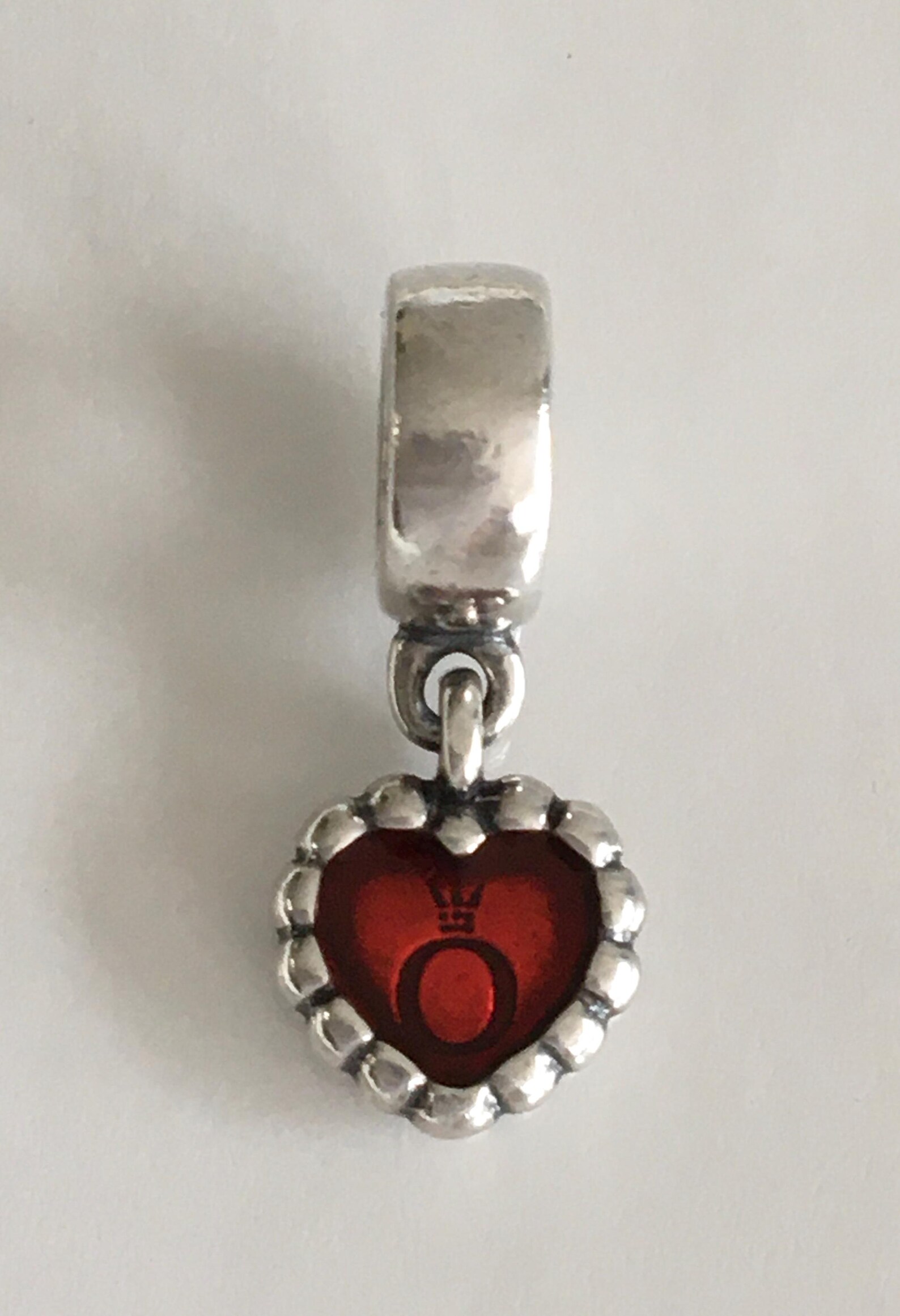 Pandora Logo Heart Dangle With Red Enamel Charm Retired Pandora Heart ...