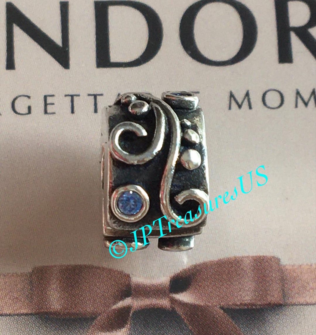 Authentic Pandora Tendril Clip With Blue CZ Retired Pandora Clip Charm ...