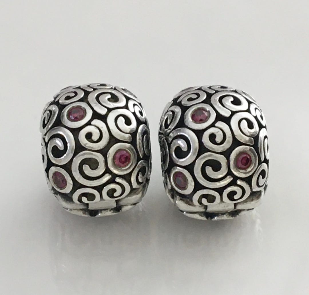 2 Pandora Wind Swirls Clips With Hot Pink Cubic Zirconia Charms Retired ...