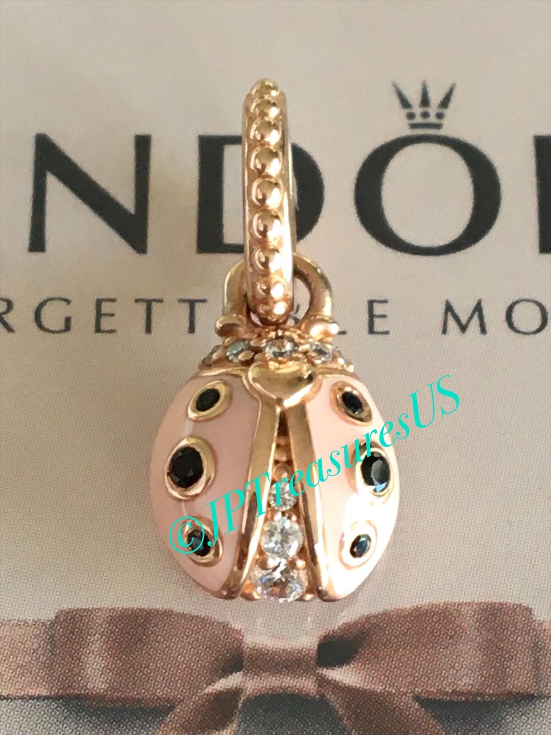Authentic Pandora Ladybug Dangle Charm Rose Gold Plated Enamel and CZ ...