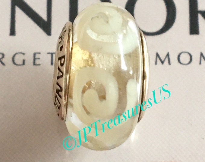 Authentic Pandora Spirals Murano Glass Bead 14k Yellow Gold Charm Bead ...