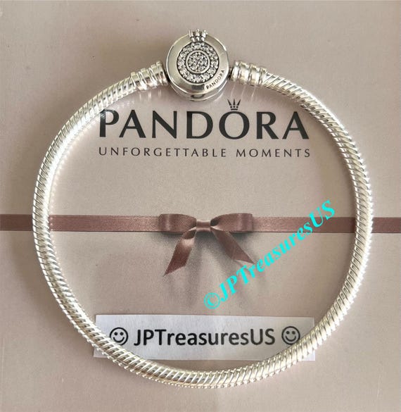 Authentic Pandora Sparkling Crown O Snake Chain Brace… - Gem