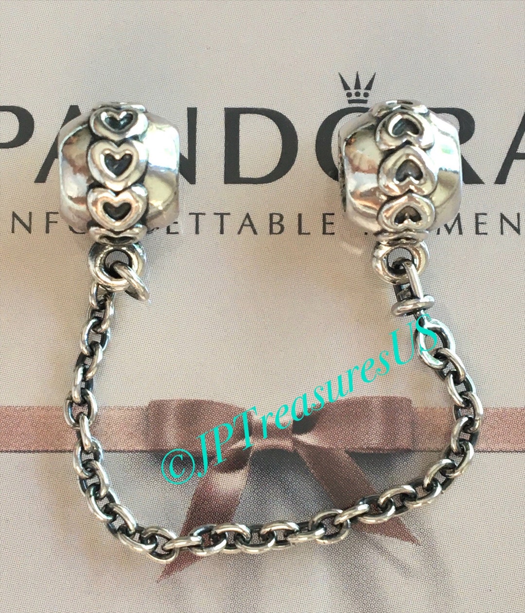 Authentic Pandora Safety Chain Love Connection Charm Retired Pandora ...