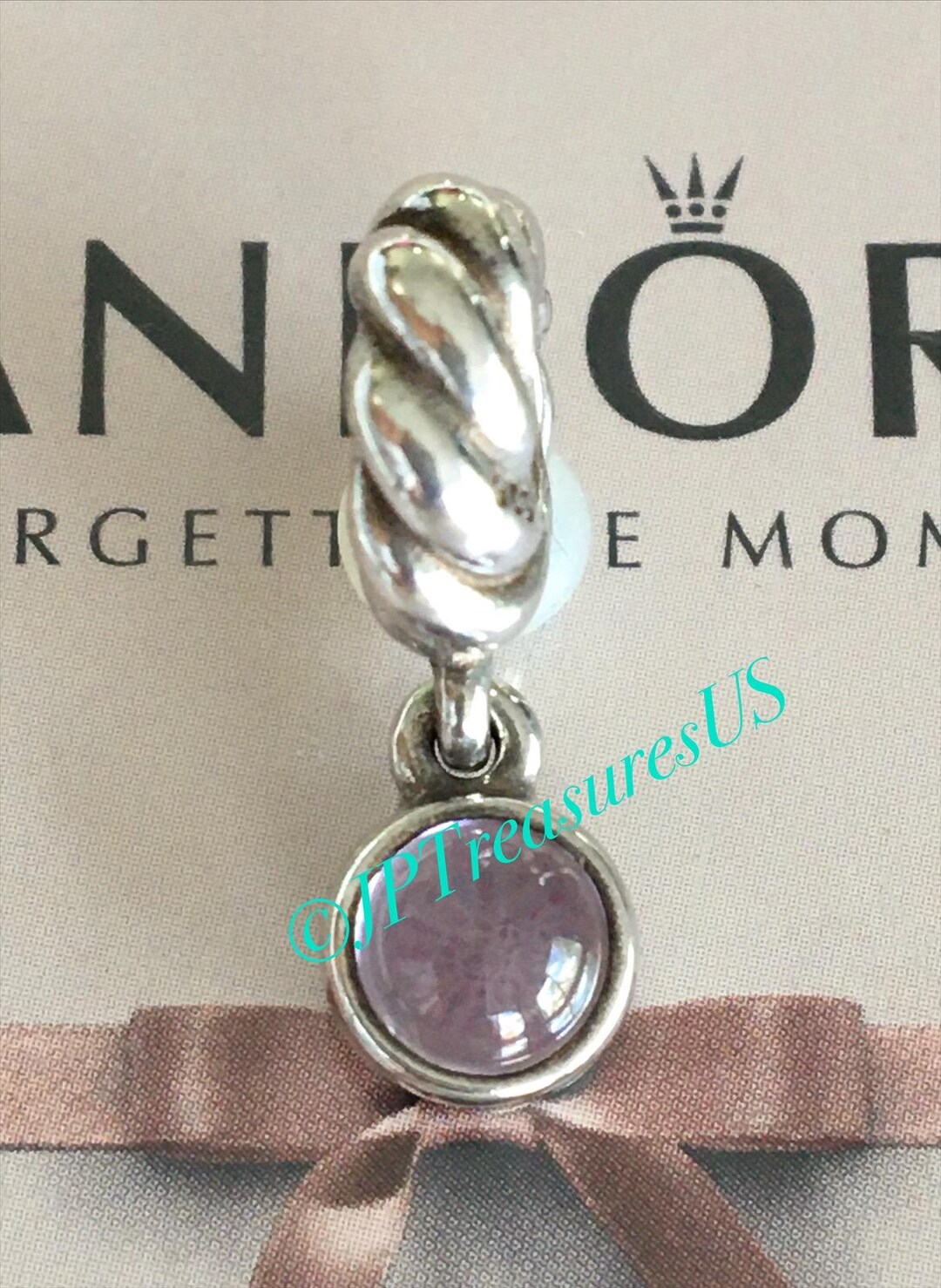 Authentic Pandora Passionately Purple Amethyst Dangle Charm Retired ...