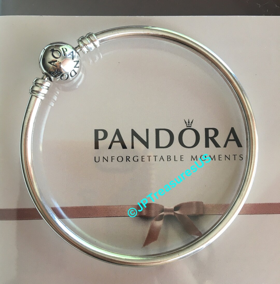 Authentic Pandora Bangle Bracelet Sterling Silver Barrel Clasp 6.5” (16 ...