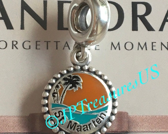 Authentic Pandora St Maarten Caribbean Destination With Enamel Dangle ...