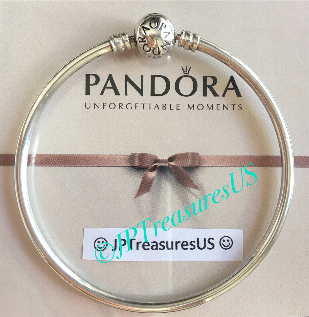 Authentic Pandora Bangle Bracelet Sterling Silver Ball Clasp 7.5” (19cm ...