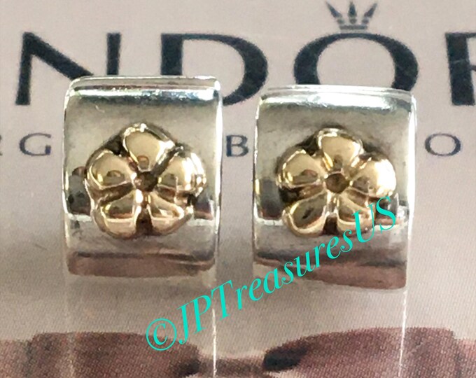 2 Authentic Pandora Flower Clips Pandora Two Tone Clips Retired Pandora ...