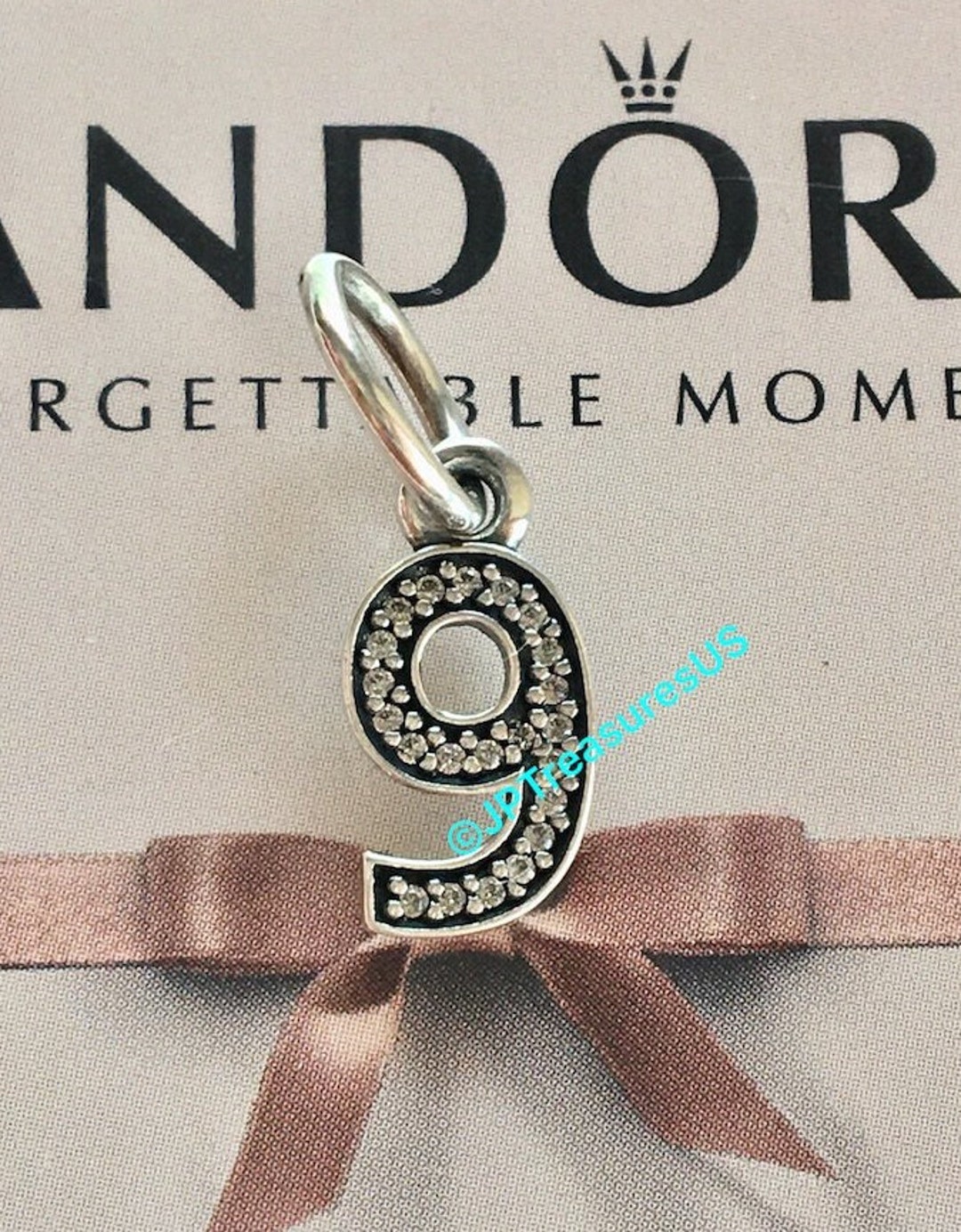 Authentic Pandora Number Nine Dangle Clear CZ Charm Pandora Number 9 ...