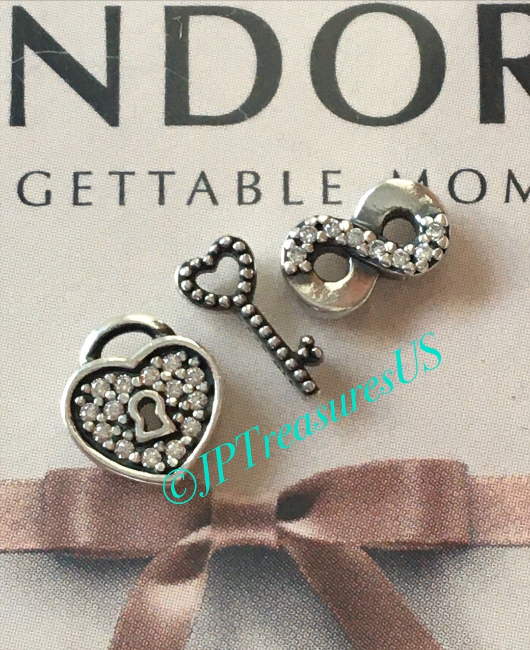 3 Authentic Pandora Petite Locket Charms Lot Pandora Heart Lock, Key ...
