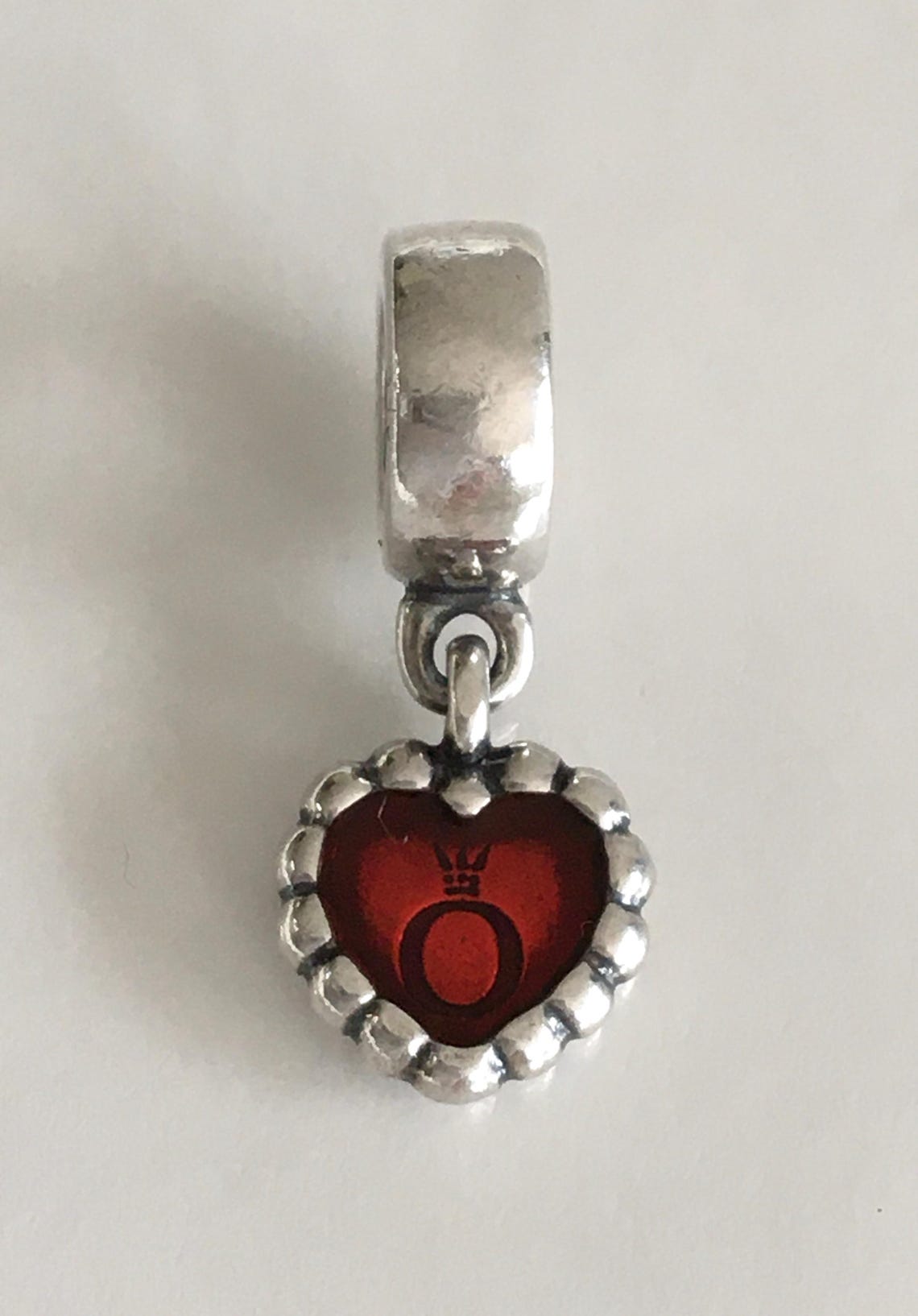 Pandora Logo Heart Dangle With Red Enamel Charm Retired Pandora Heart ...