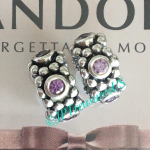 2 Authentic Pandora Her Majesty Spacers With Purple CZ Retired Pandora ...