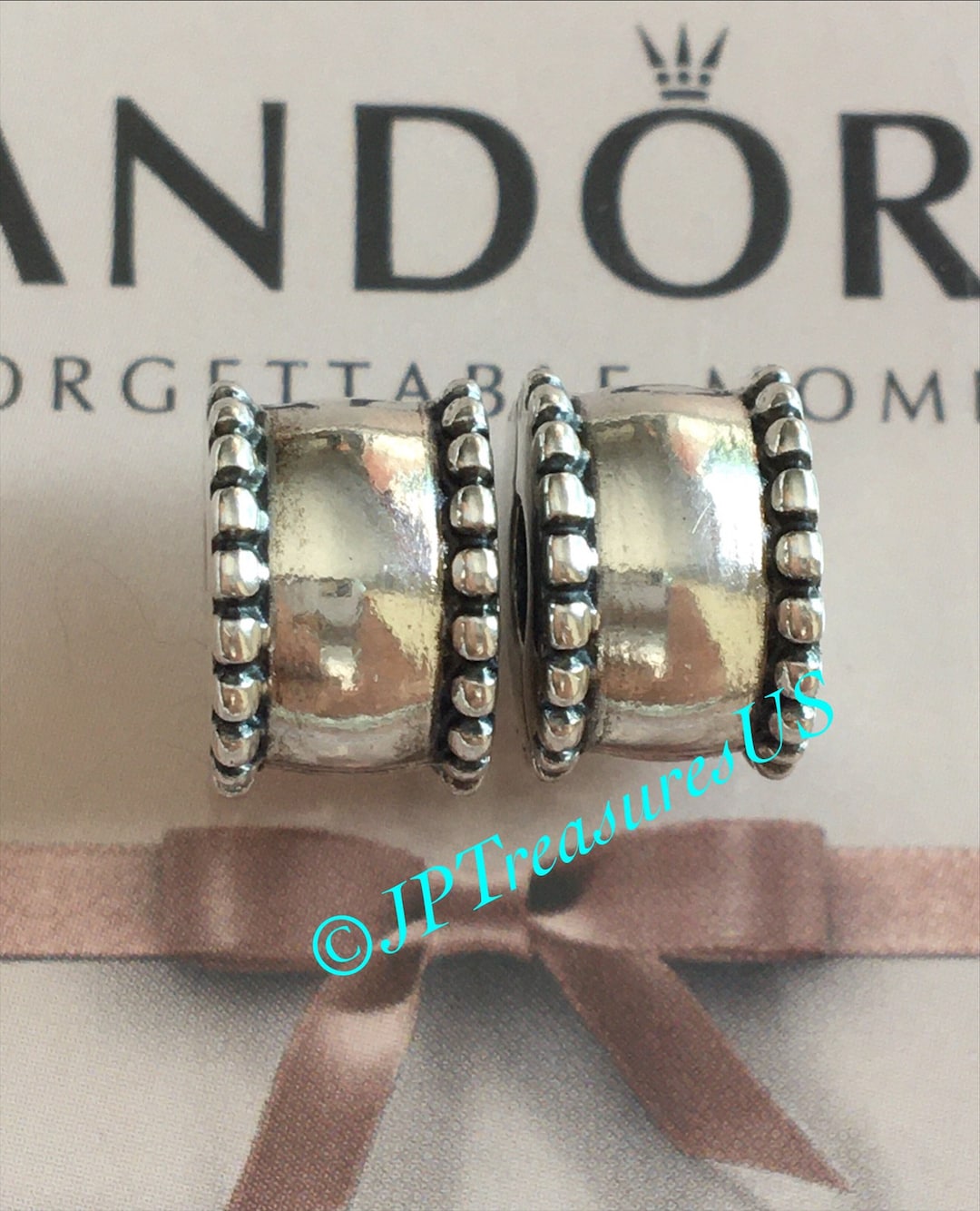 2 Authentic Pandora Beveled Clips Retired Pandora Clips Charms Pandora ...