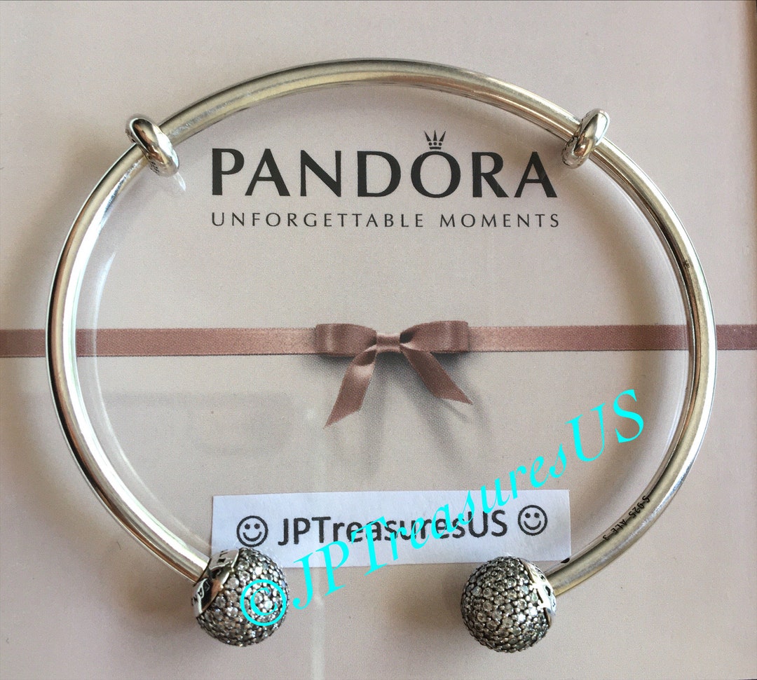 Authentic Pandora Bracelet Open Bangle Sterling Silver Sparkling Size 3 ...