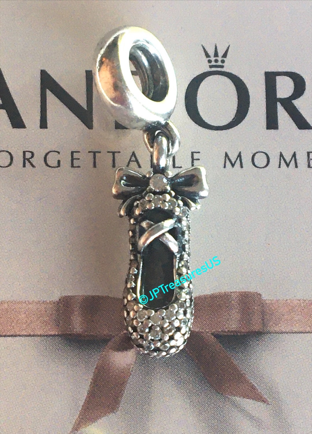 Authentic Pandora Sparkling Ballet Slipper Shoe Dangle Clear CZ Charm ...