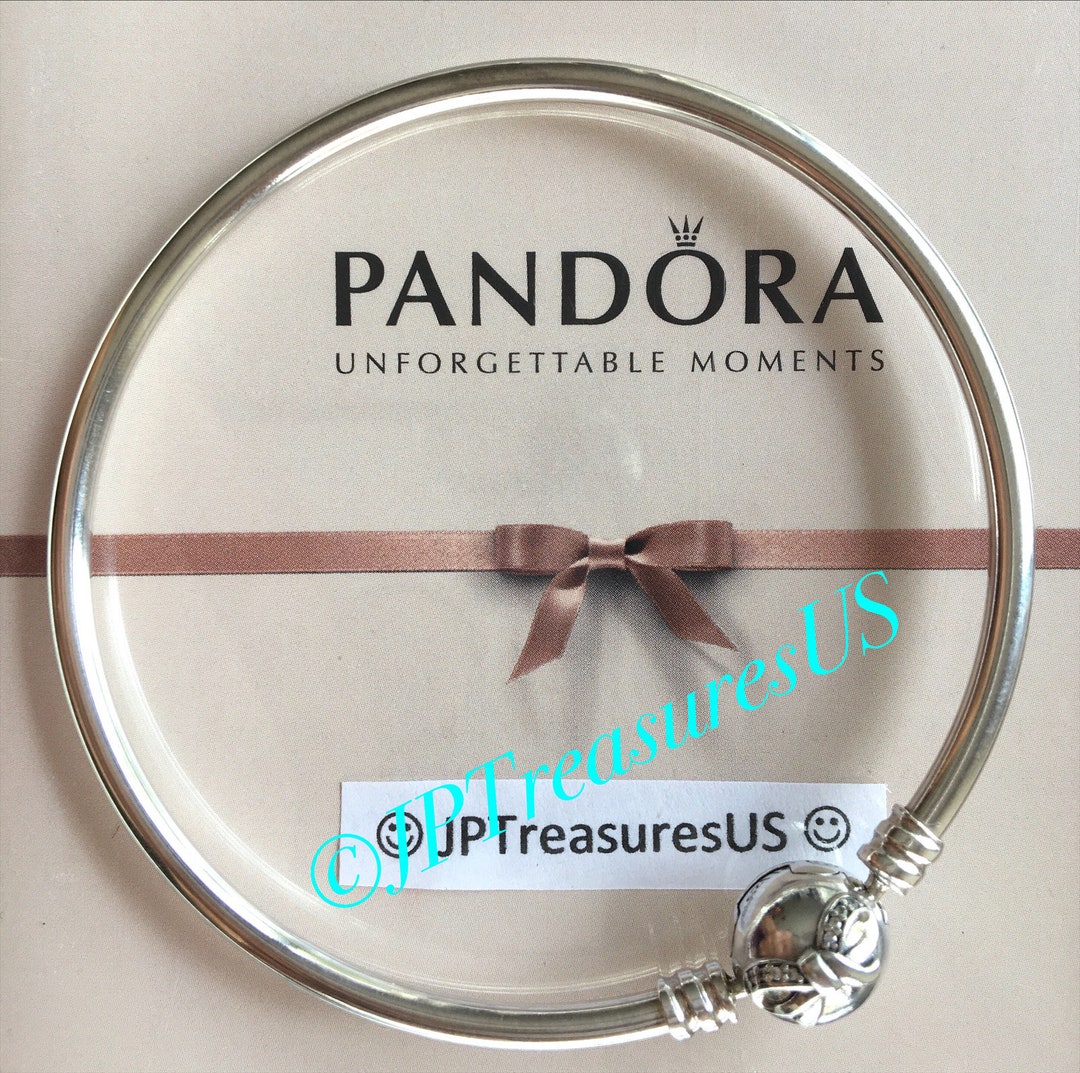 Authentic Pandora Bangle Bracelet Dainty Bow Clasp 925 ALE Sterling ...