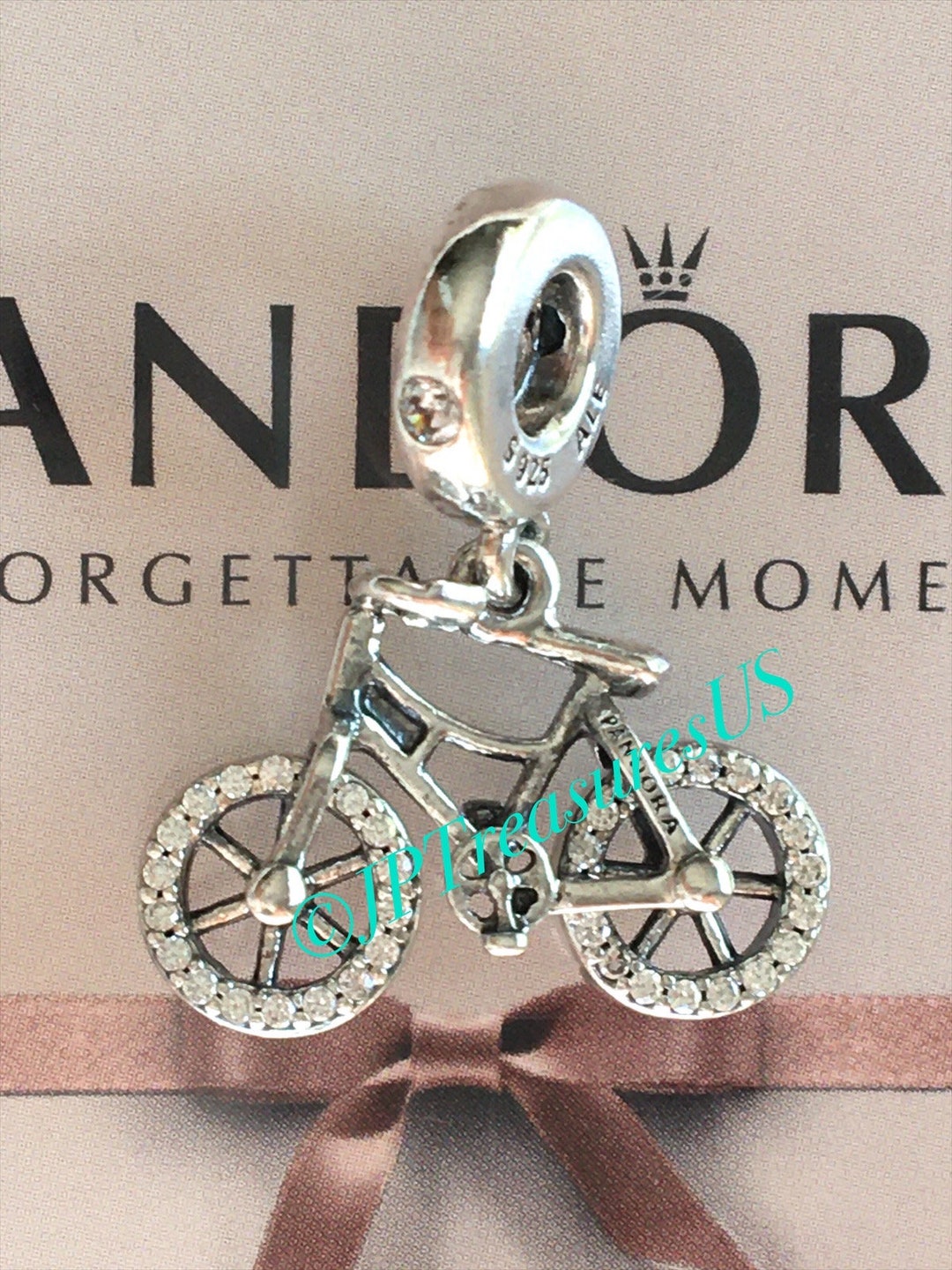Authentic Pandora Brilliant Bicycle Dangle Charm Clear CZ Pandora Charm ...