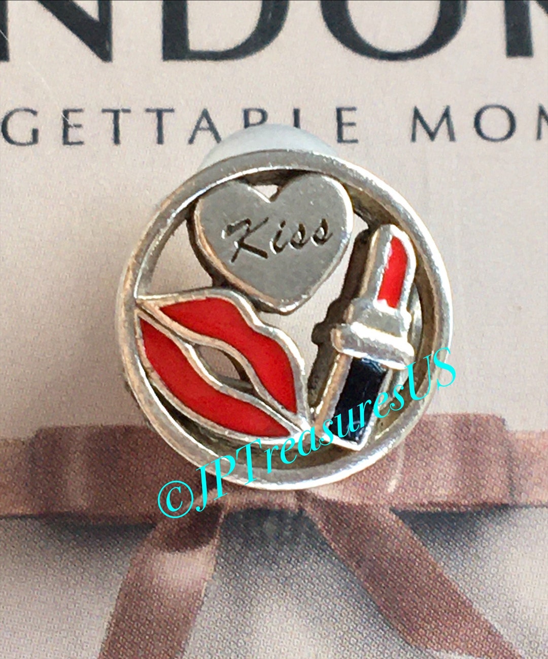 Authentic Pandora Glamour Kiss Heart Lips Lipstick Charm Enamel With ...