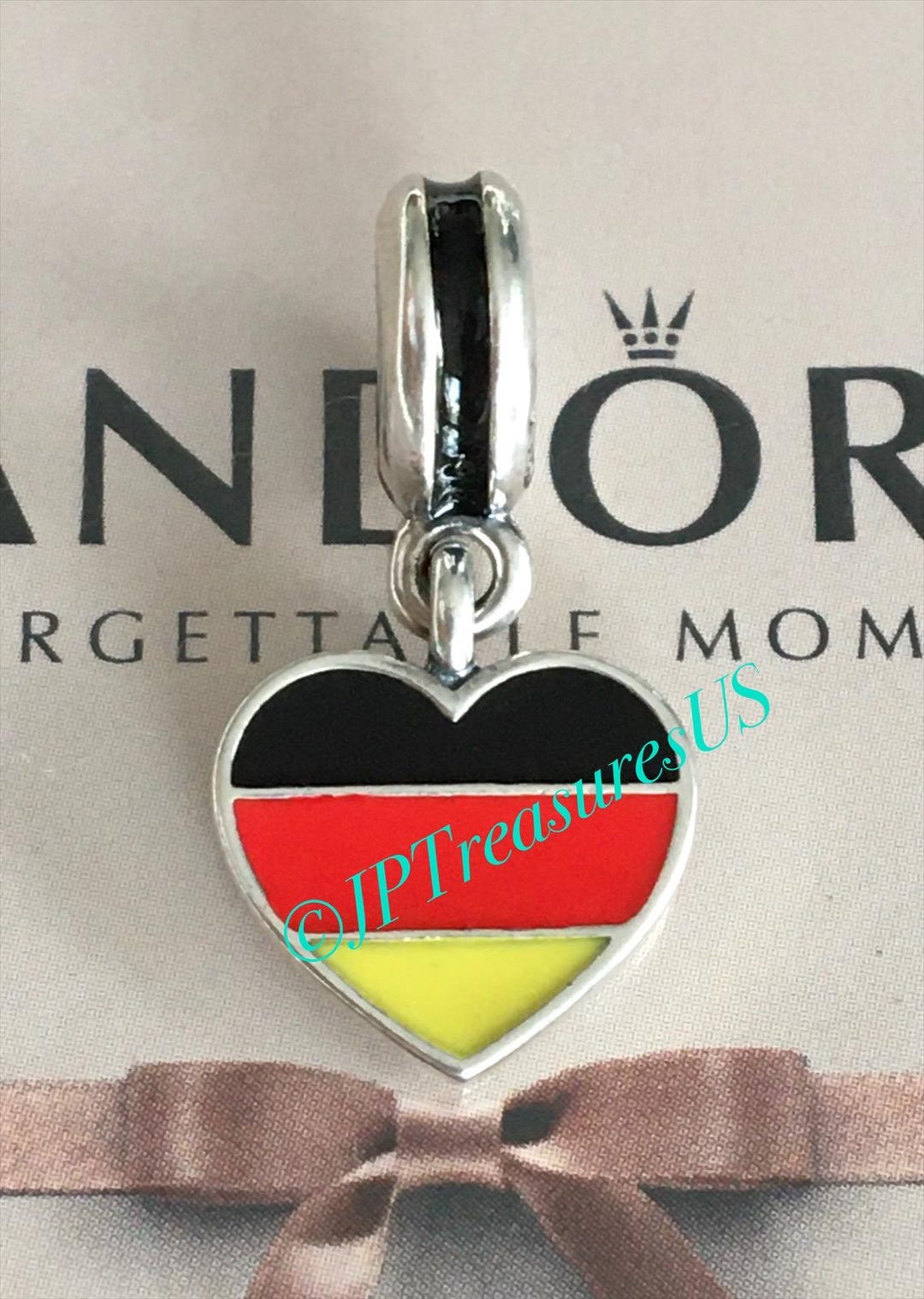 Authentic Pandora Germany Flag Heart Enamel Dangle Charm Retired ...