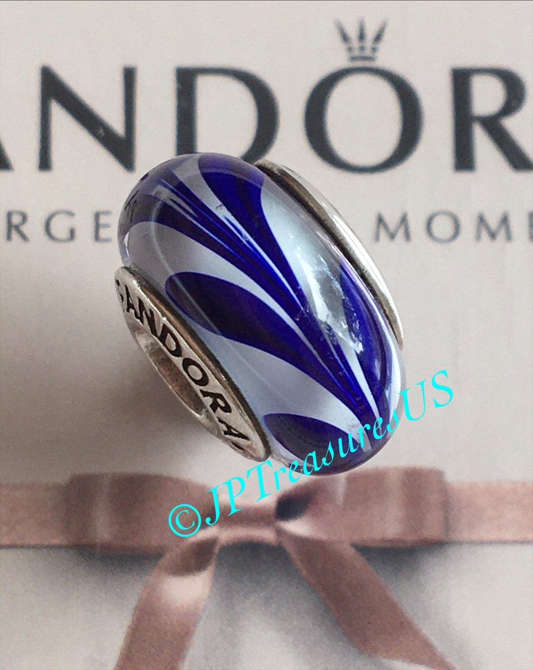 Authentic Pandora Blue Swirls Murano Glass Charm Retired Pandora Murano ...