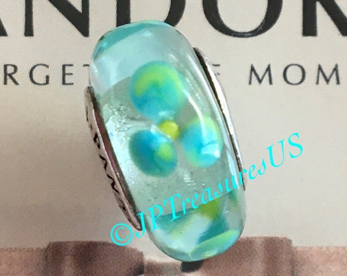 Authentic Pandora Green Flowers for You Murano Glass Bead Pandora Charm ...