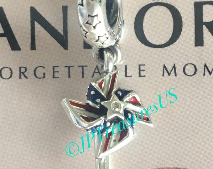 Authentic Pandora American Pinwheel Enamel Dangle Charm Retired Pandora ...