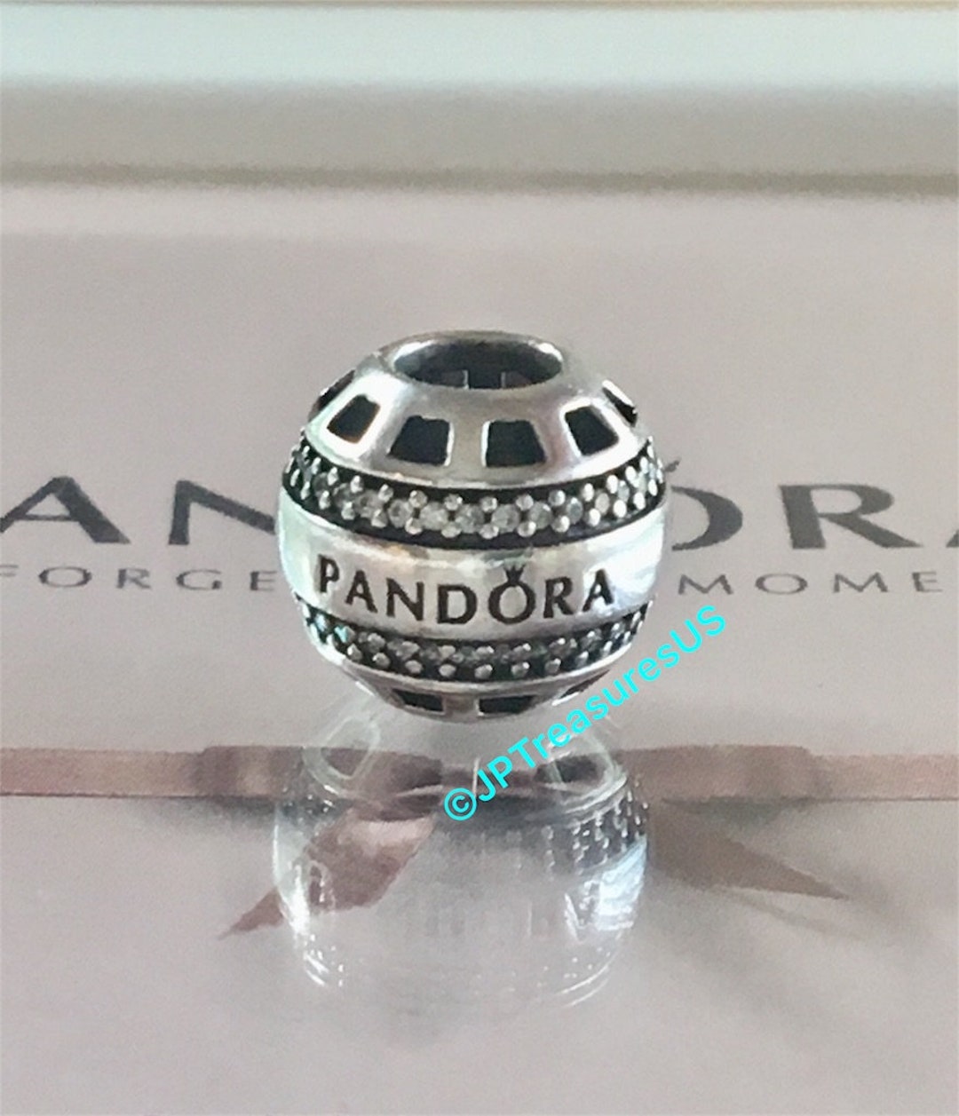 Authentic Pandora Signature Openwork Charm With Clear CZ Retired ...