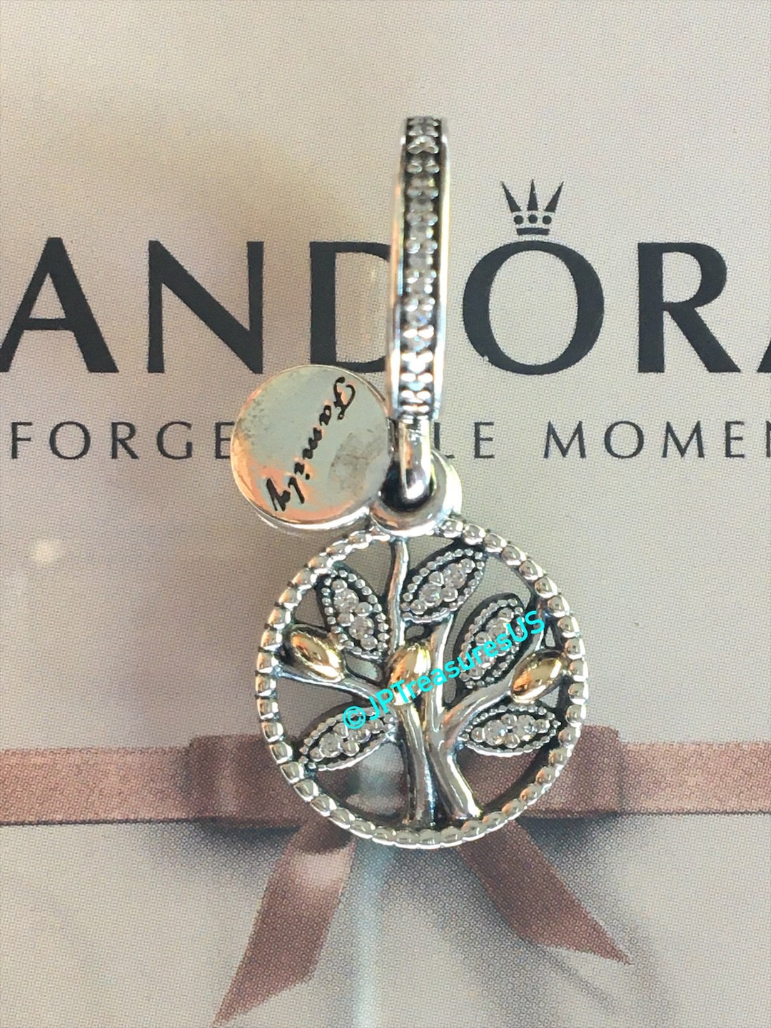 Authentic Pandora Family Tree Heritage Dangle Charm Two Tone Retired ...