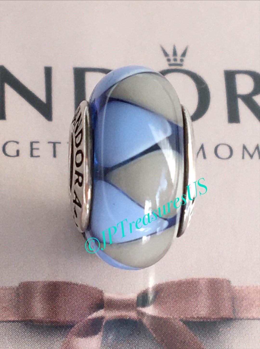Authentic Pandora Captivating Blue and Grey Murano Glass Charm Retired ...