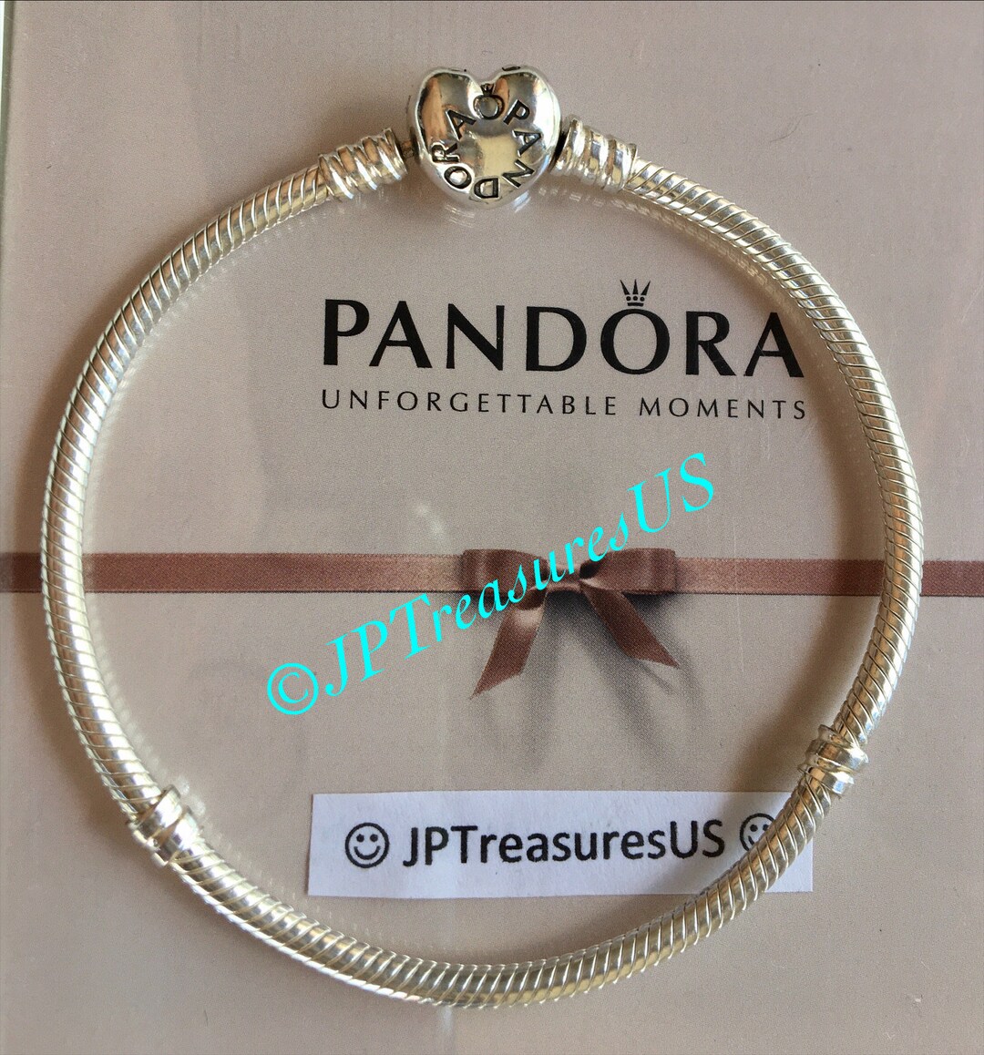 Authentic Pandora Bracelet Heart Shape Clasp Sterling Silver 7.9” (20cm ...