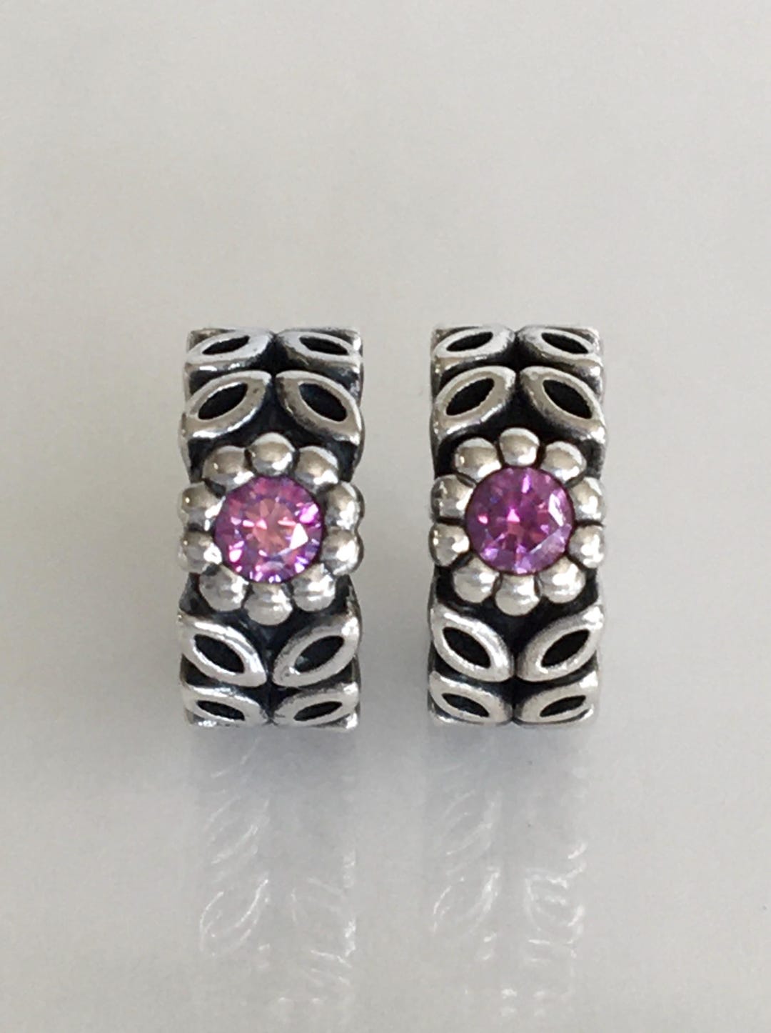 2 Pandora Twice as Nice Spacer With Purple CZ Retired Pandora Charms ...