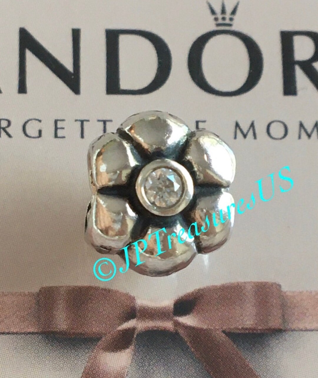 Authentic Pandora Silver Camellia Flower Clear CZ Flower Charm Retired ...