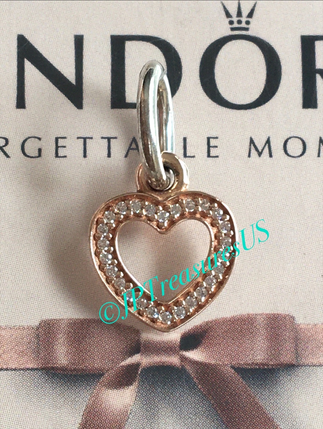 Authentic Pandora Symbol of Love Heart Rose Gold Dangle Charm Pandora ...