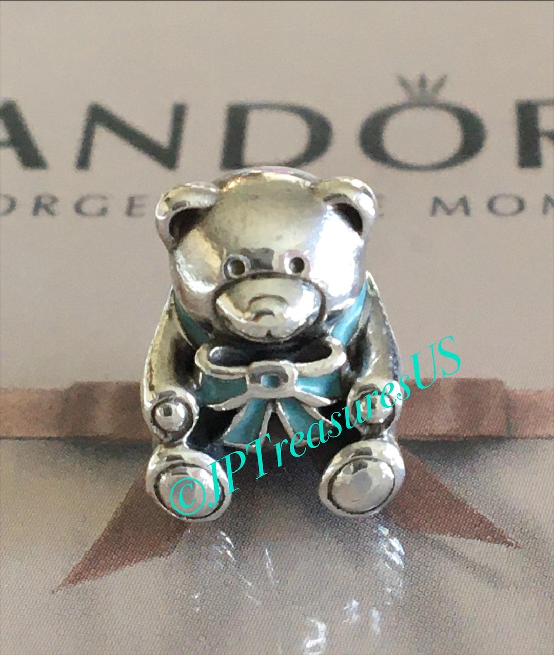Authentic Pandora It’s a Boy Teddy Bear Blue Bow Charm Pandora Teddy ...