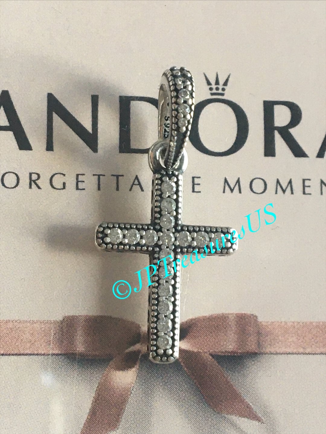 Authentic Pandora Classic Cross Pendant Dangle Clear CZ Charm Pandora Cross Charm Pandora Free ...