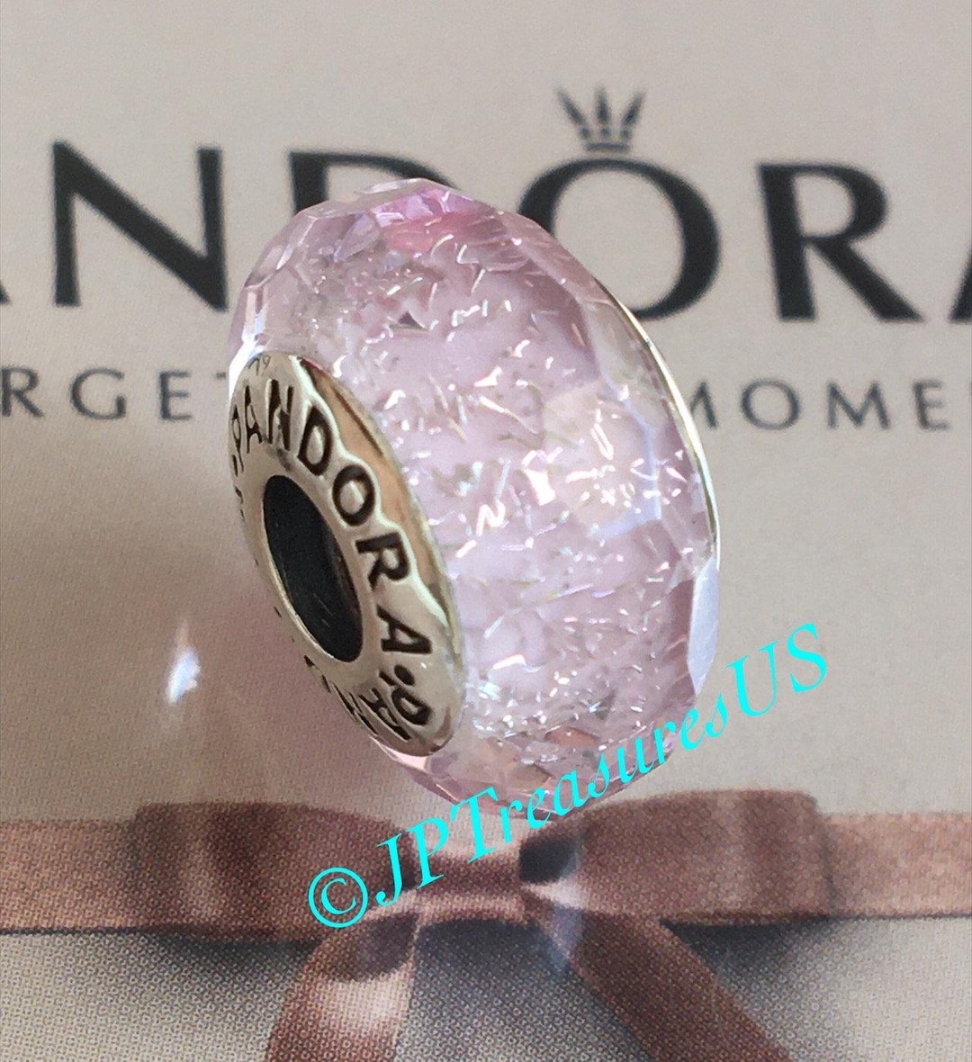 Authentic Pandora Fascinating Pink Shimmer Murano Glass Charm Bead ...