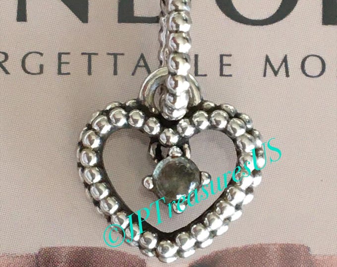 Authentic Pandora Birthstone April Beaded Heart Dangle Charm Pandora ...