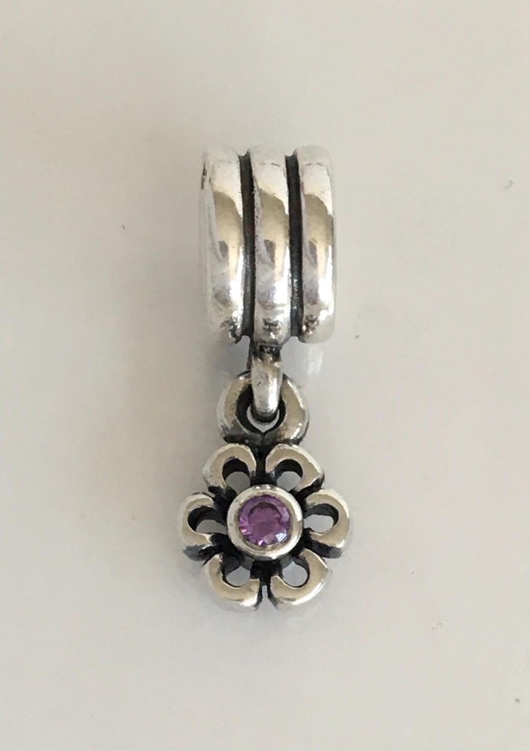 Pandora Daisy Flower Purple Amethyst CZ Dangle Pandora February ...
