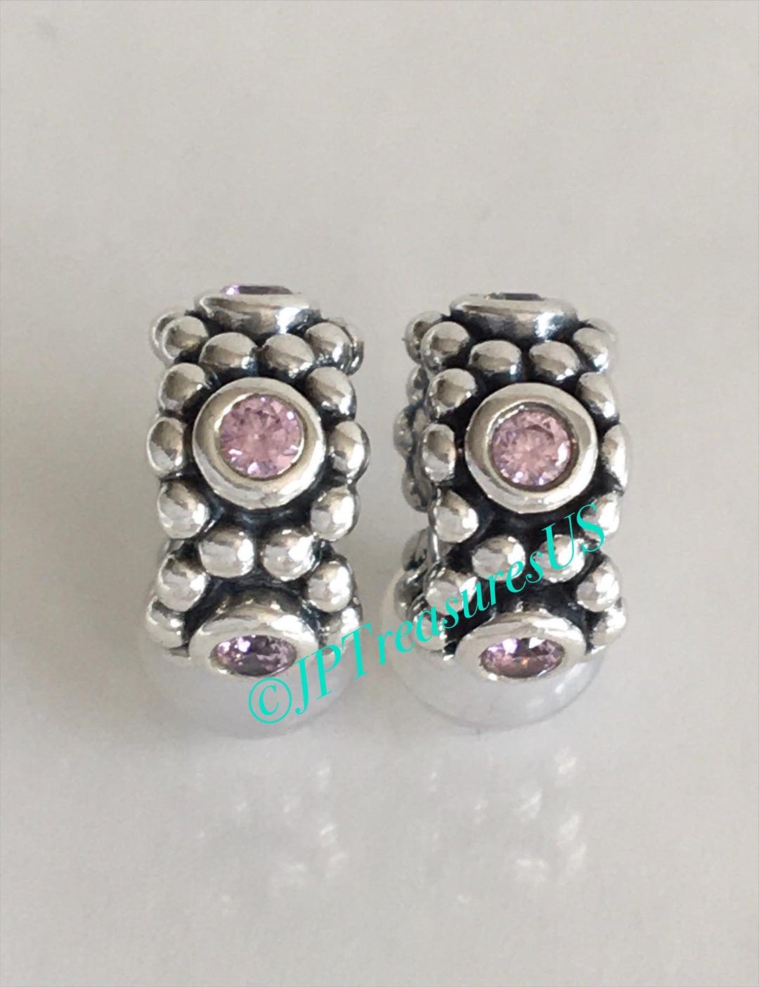 2 Pandora Her Majesty Spacers With Light Pink CZ Retired Pandora Charms ...