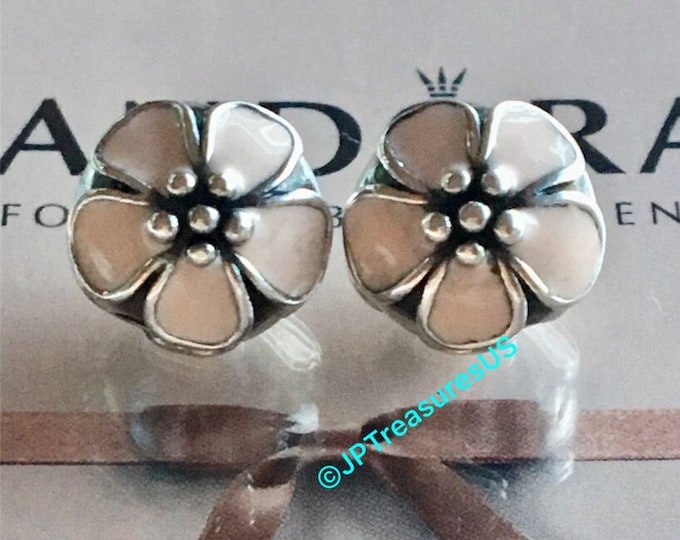 2 Authentic Pandora Cherry Blossom Flower Clips Blush Enamel Retired ...