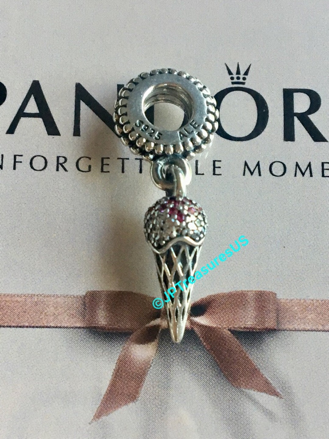 Authentic Pandora Ice Cream Cone Charm Dangle CZ Charm Retired Pandora ...