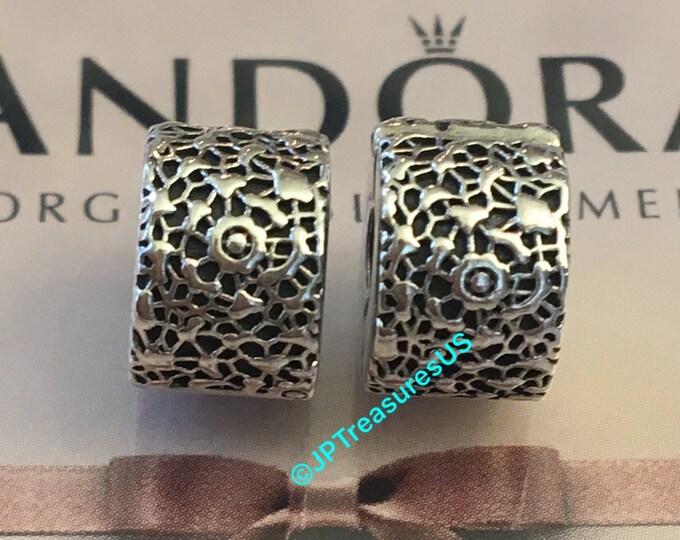 2 Authentic Pandora Layers of Lace Clips Retired Pandora Clips Charms ...