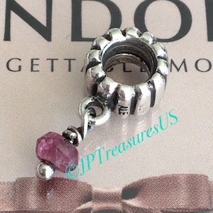 Authentic Pandora Birthstone October Pink Tourmaline Dangle Charm ...