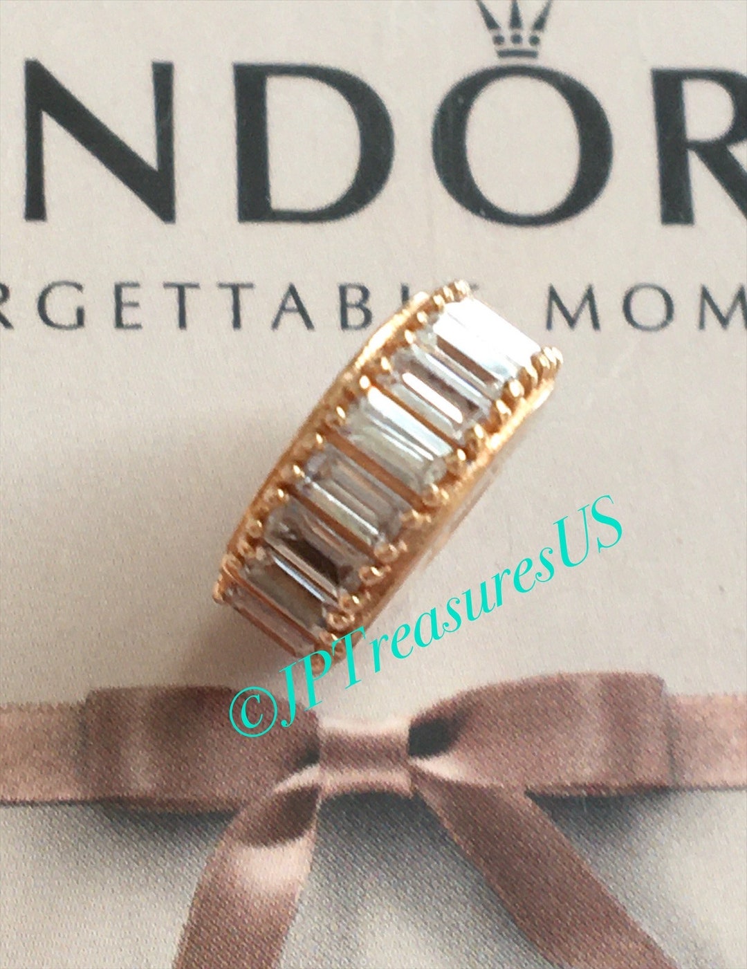 Authentic Pandora Ice Formation Clip Spacer Rose Gold Plated With Clear ...