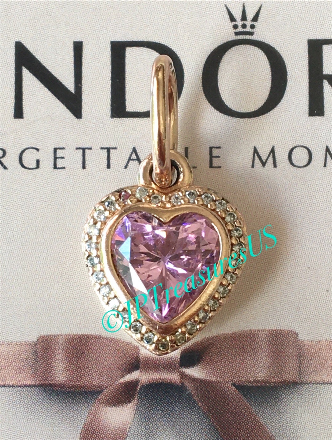 Authentic Pandora Sparkling Love Heart Pendant Charm Pandora Rose Gold ...