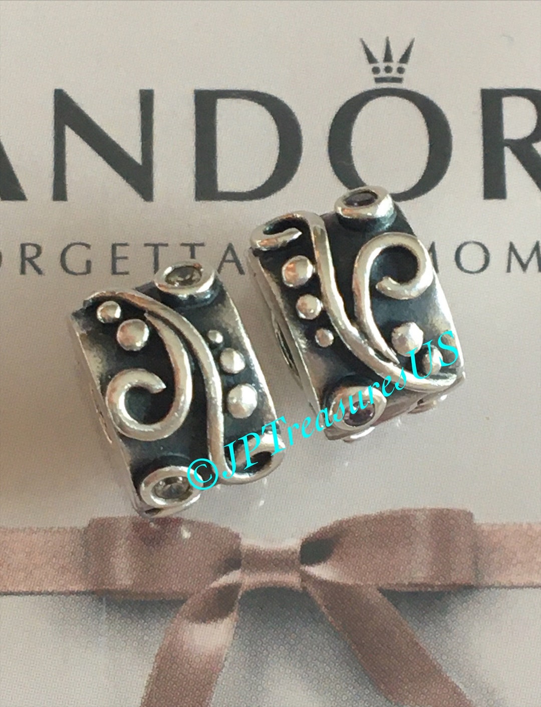2 Authentic Pandora Tendril Clips With CZ Retired Pandora Clips Pandora ...