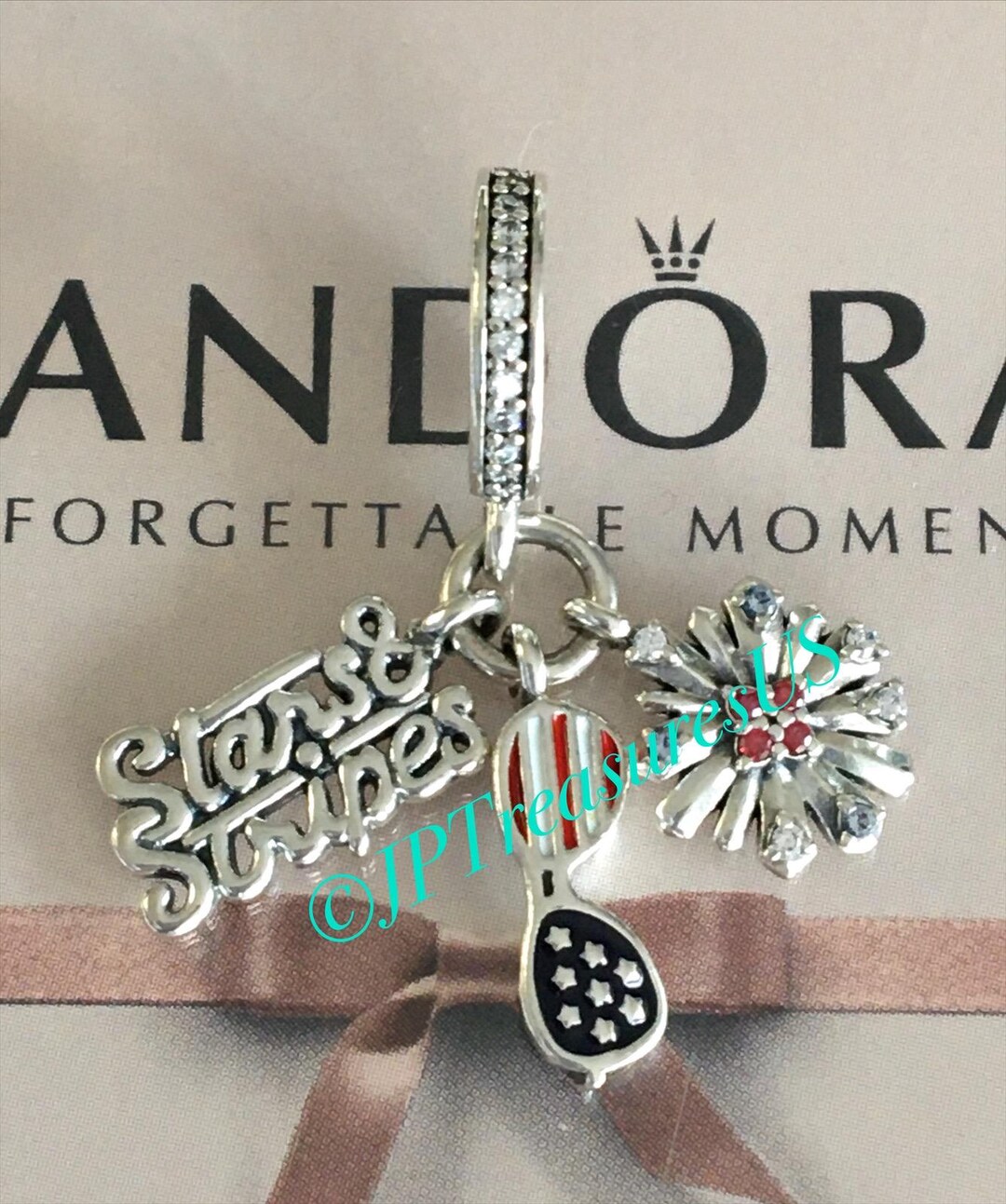 Authentic Pandora American Icons Stars Stripes Enamel and CZ Dangle ...