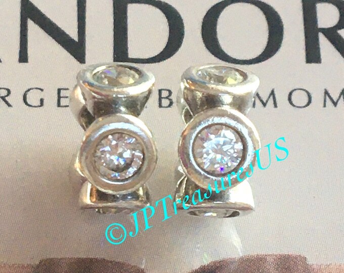 2 Authentic Pandora Circle Lights Spacers With Clear CZ Retired Pandora ...
