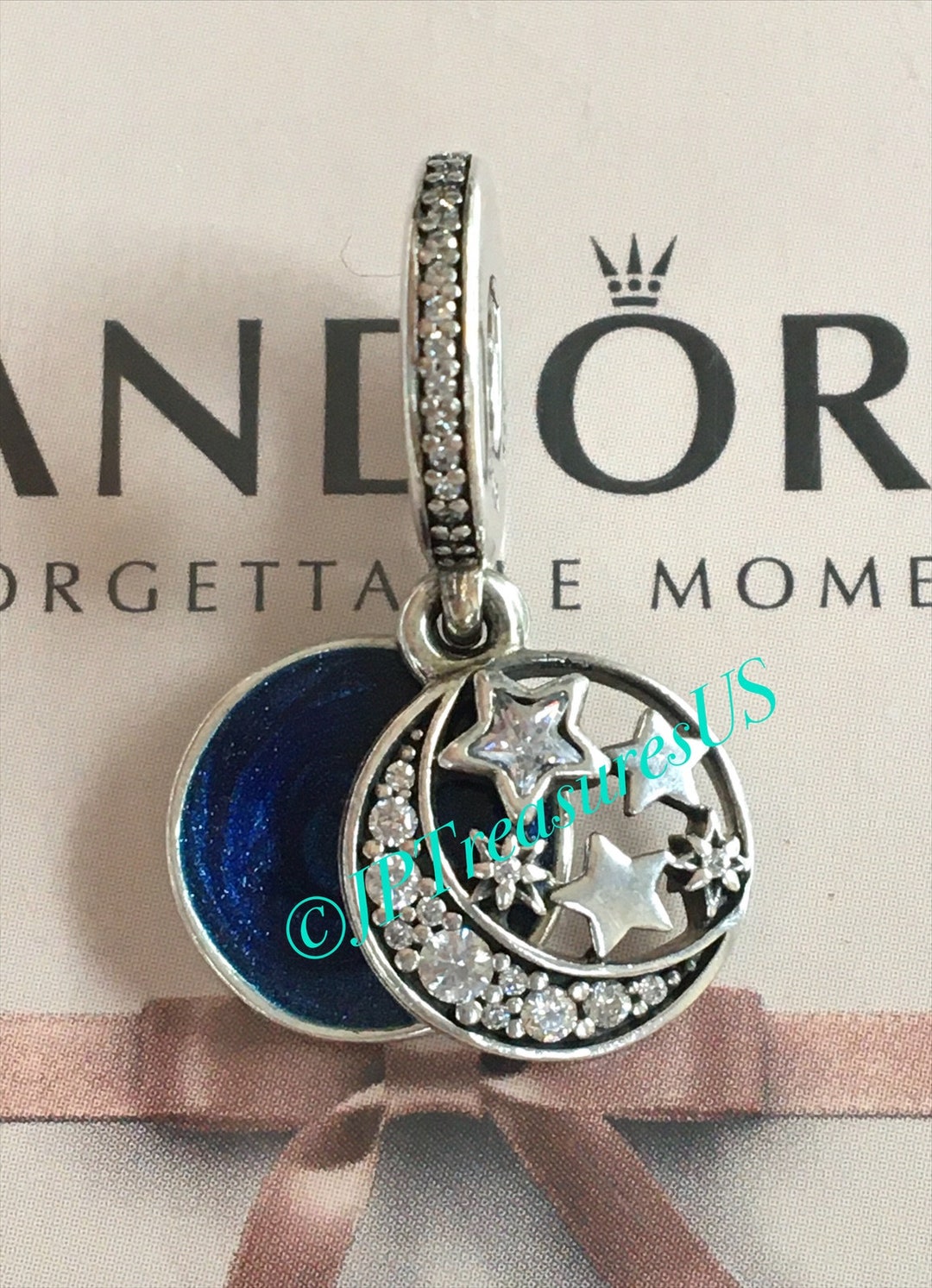 Authentic Pandora Vintage Night Sky Charm Enamel and Clear CZ Pandora ...